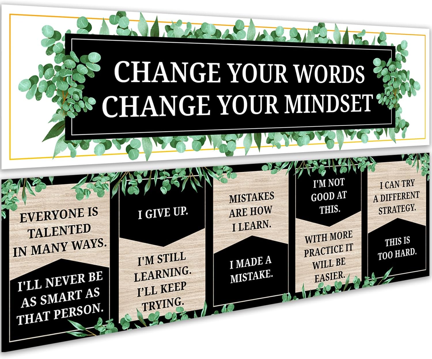 Amazon.com: Change Your Words Change Your Mindset Classroom Banner ...