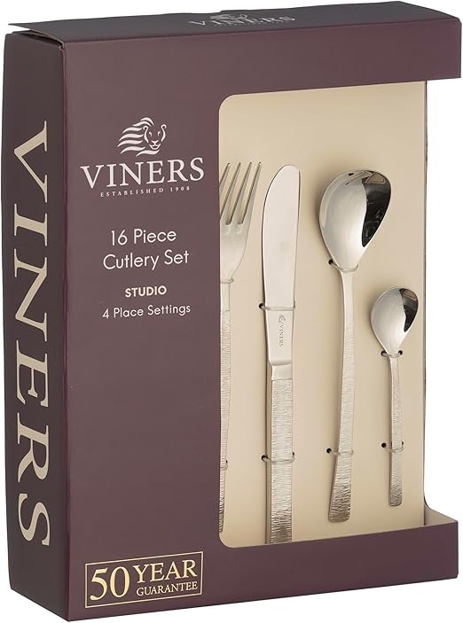 Viners Studio 18/10 Stainless Steel 16 Piece Cutlery Set : Amazon.co.uk ...