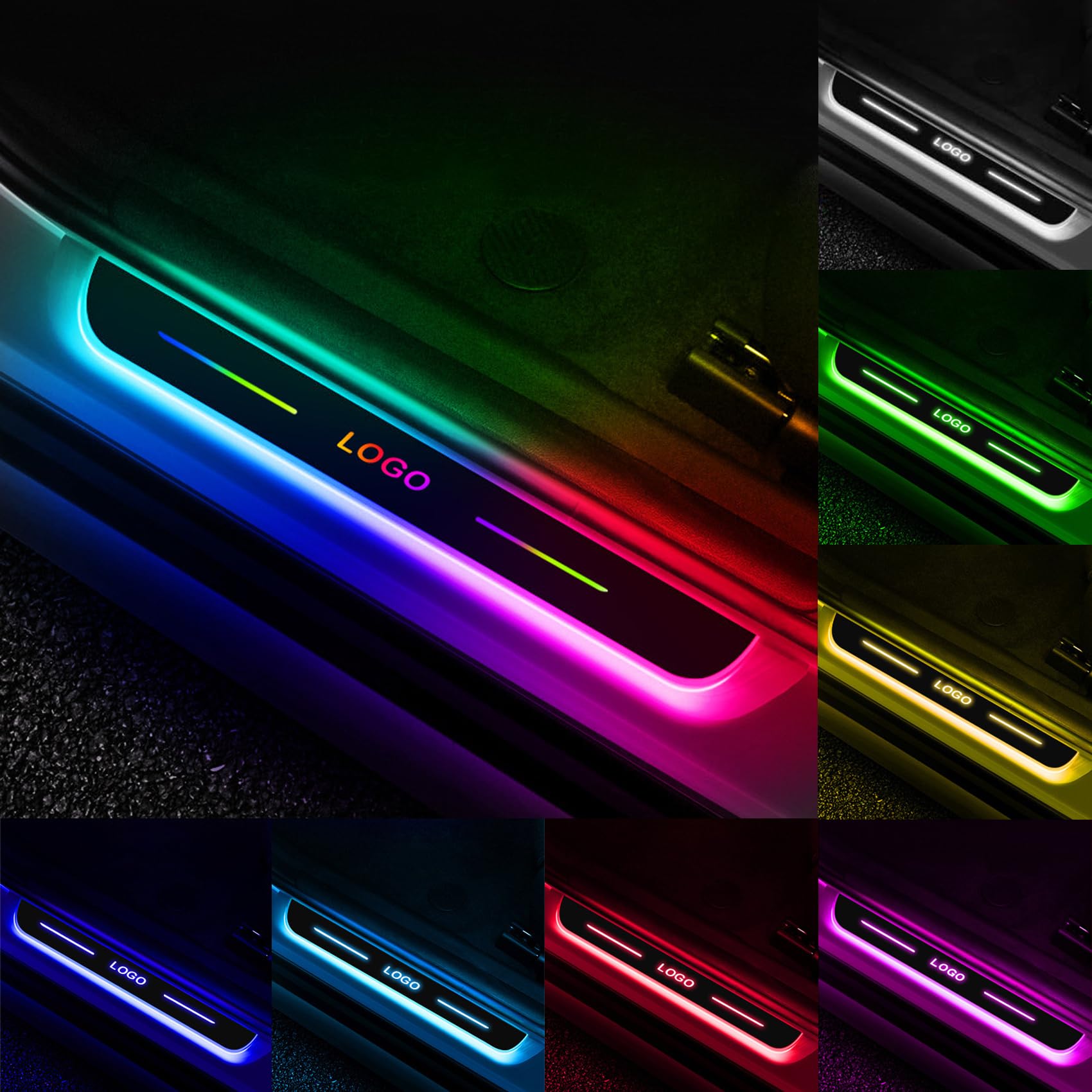 Amazon.com: 4 Pcs Custom Led Door Sill Lights,Customized Wireless Car ...