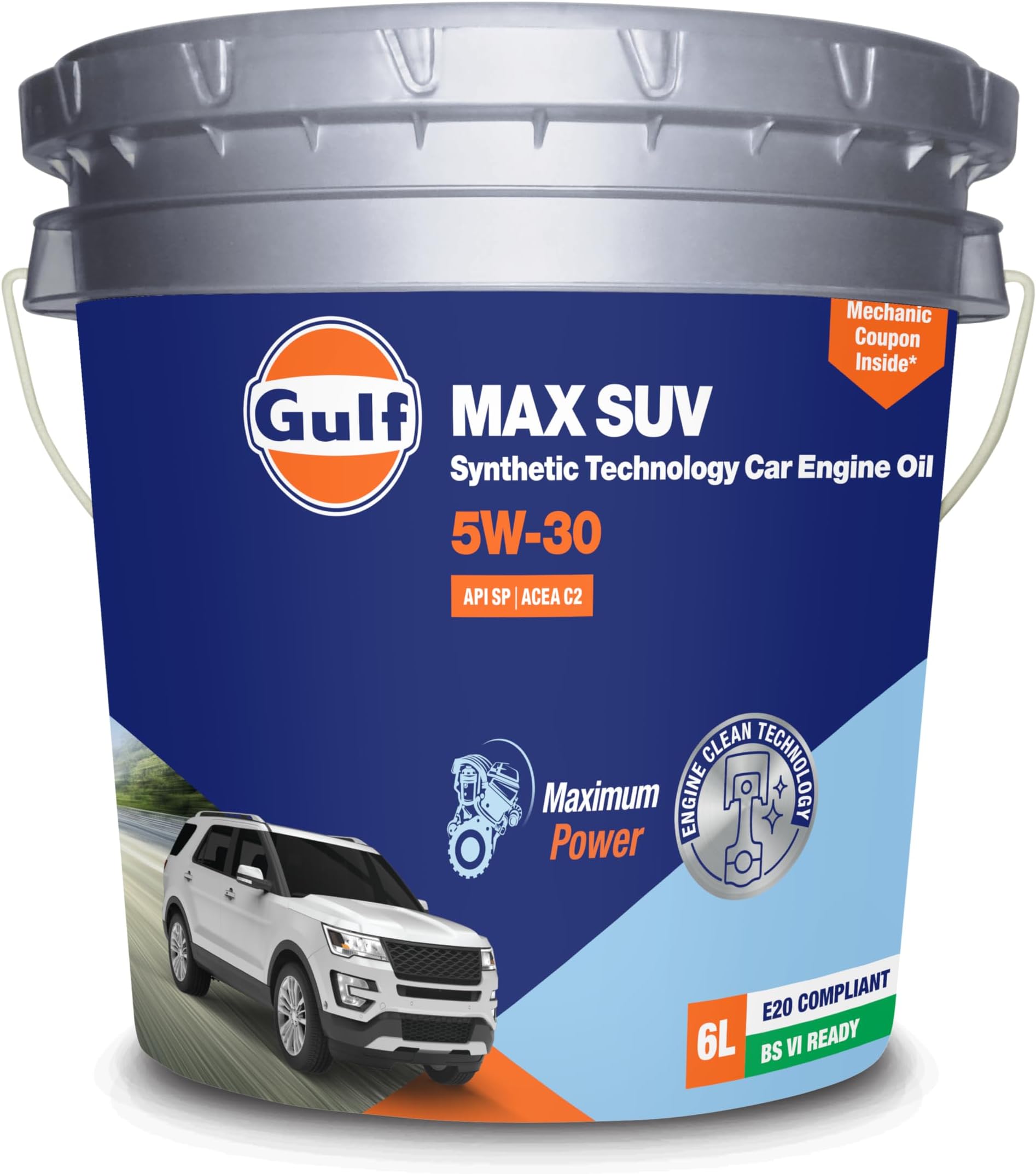 GULF MAX SUV 5W-30 [6 L] Synthetic Technology API SP and ACEA C2 Engine Oil for SUVs : Amazon.in ...