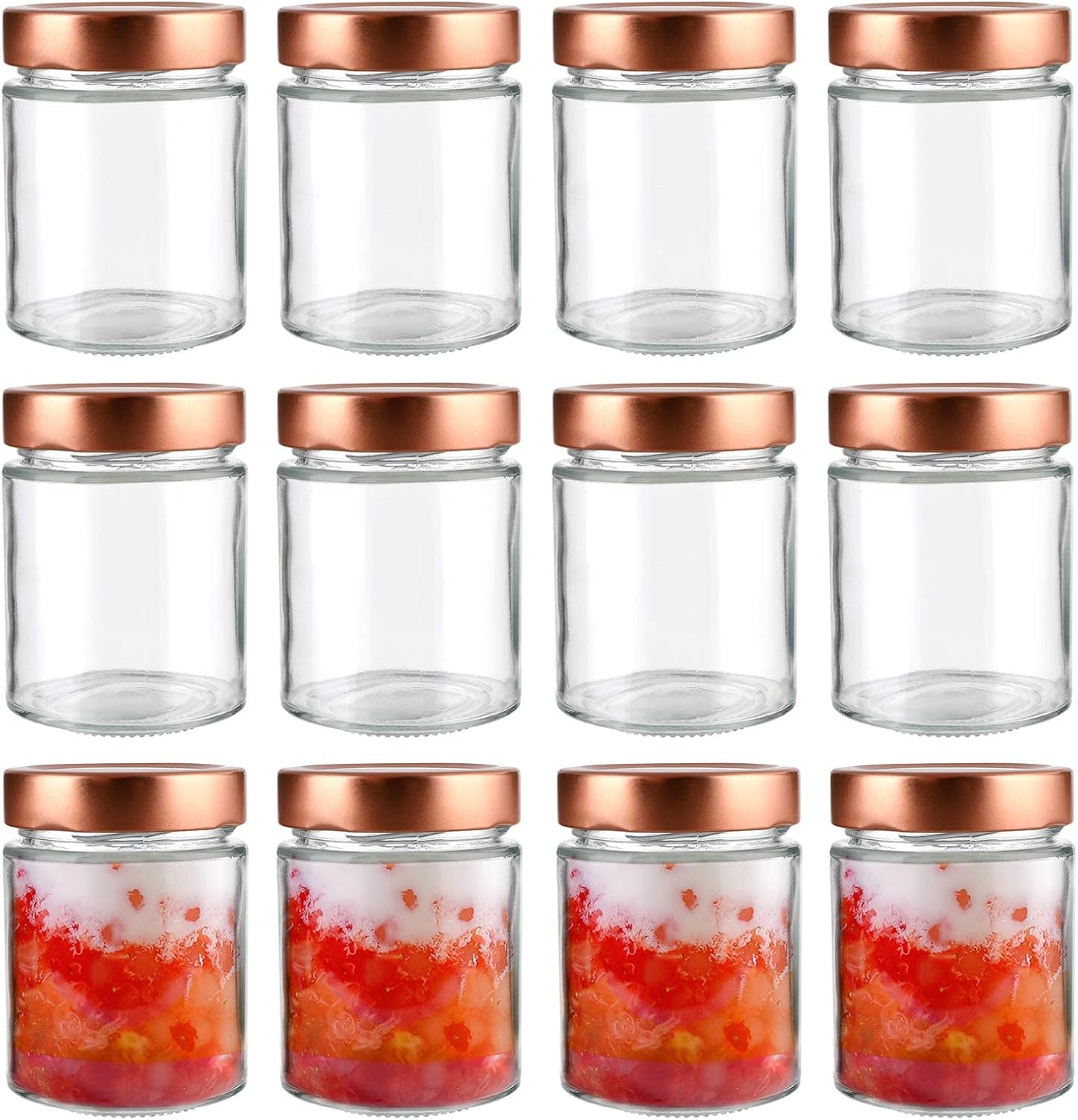 Amazon.com: Yopay 12 Pack 6oz Glass Jars with White/Gold Lids, Blind ...