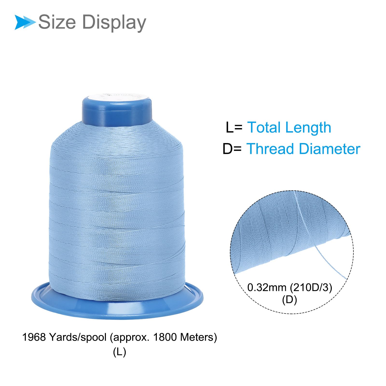 CoCud Bonded Sewing Thread, 1968 Yards 150D/0.25mm Polyester Upholstery ...