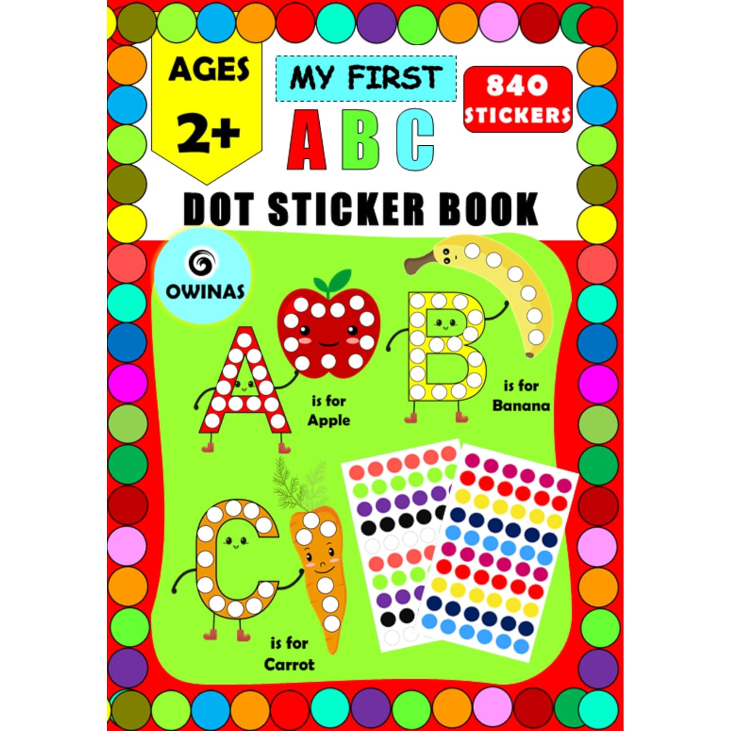 Owinas ABC Sticker Book - 840 Dot Stickers, 26 Alphabet , Perfect for ...