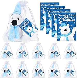 Amazon.com: Silipull 12 Pcs Polar Bear Stuffed with Hats & Scarves ...