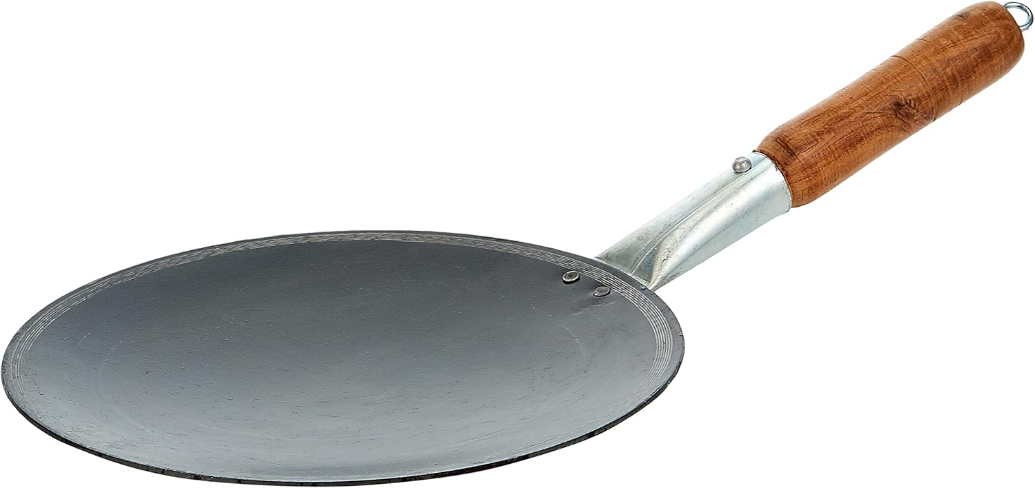 Raj Iron Fry Pan With Handle, Black, 45 cm, IHT010, Dosa Tawa , Flat ...