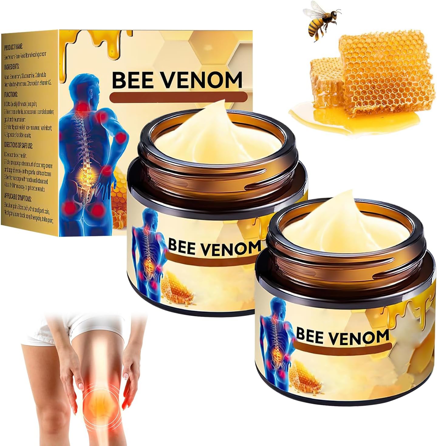 Amazon.com : 2PCS Bee Venom Cream,Bee Venom Advanced Joint and Bone ...