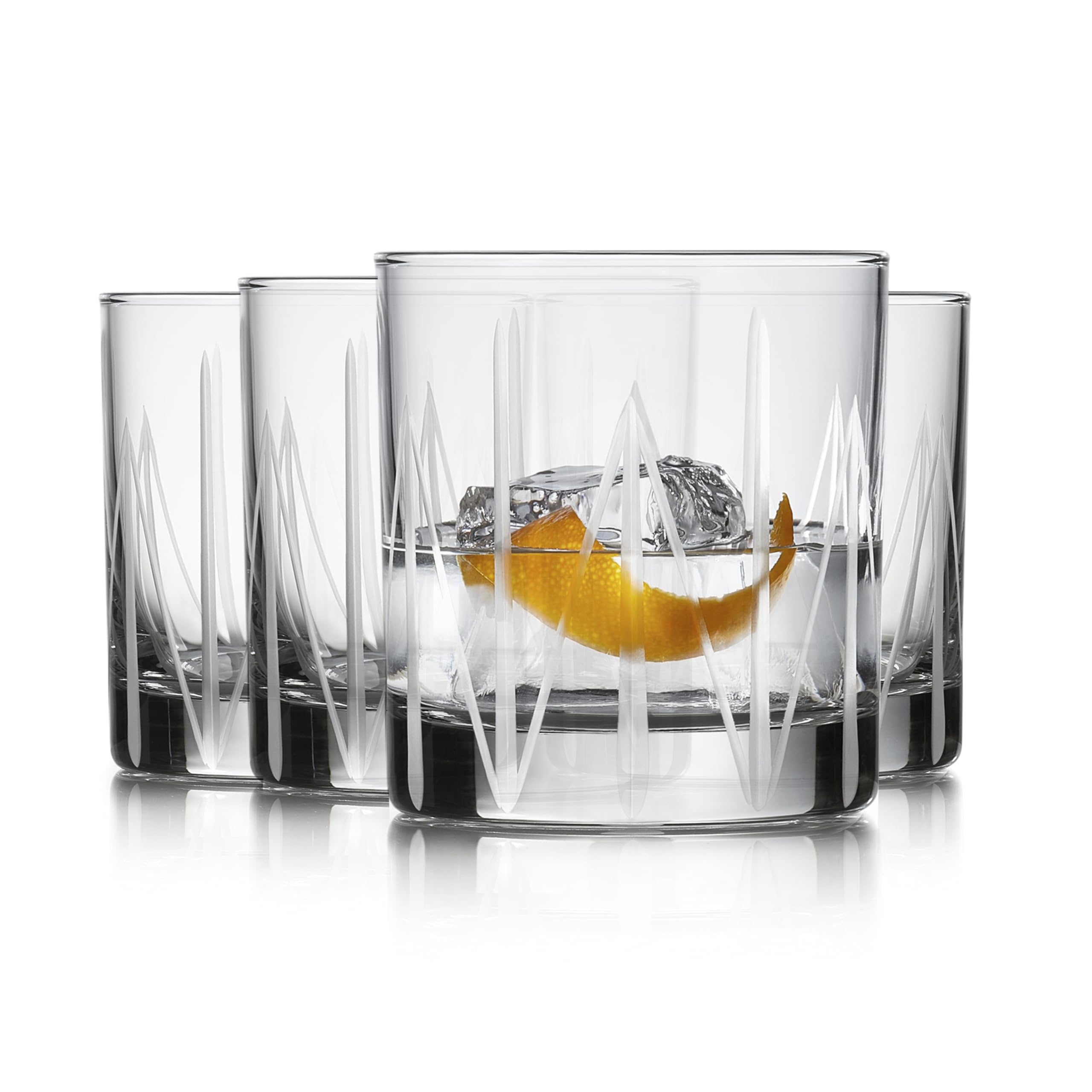 Snapklik.com : Cut Cocktails Rocks Glasses Set, Clean, Linear Glassware ...