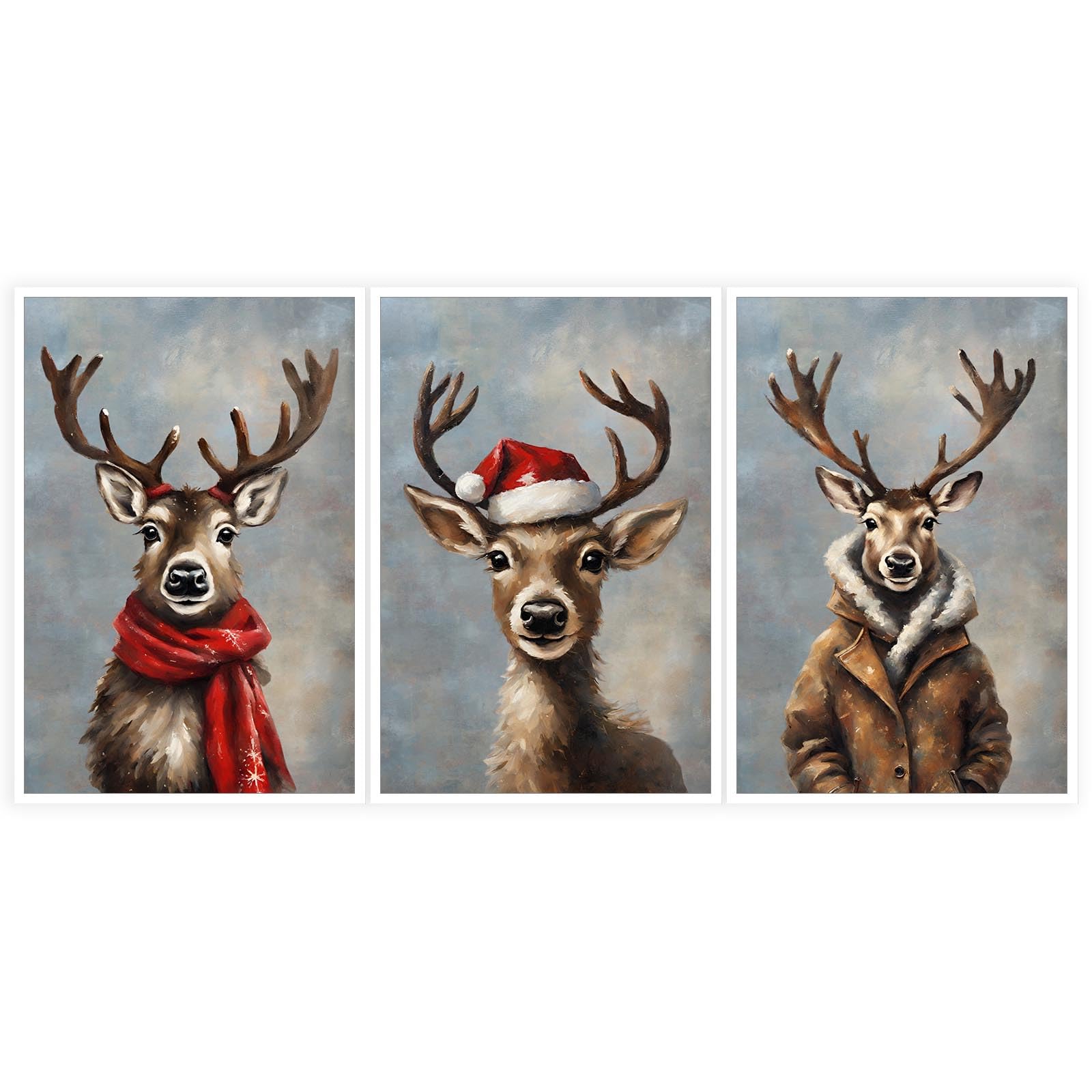 Amazon.com: 3PCS Vintage Rudolph Christmas Minimalist Poster Aesthetic ...