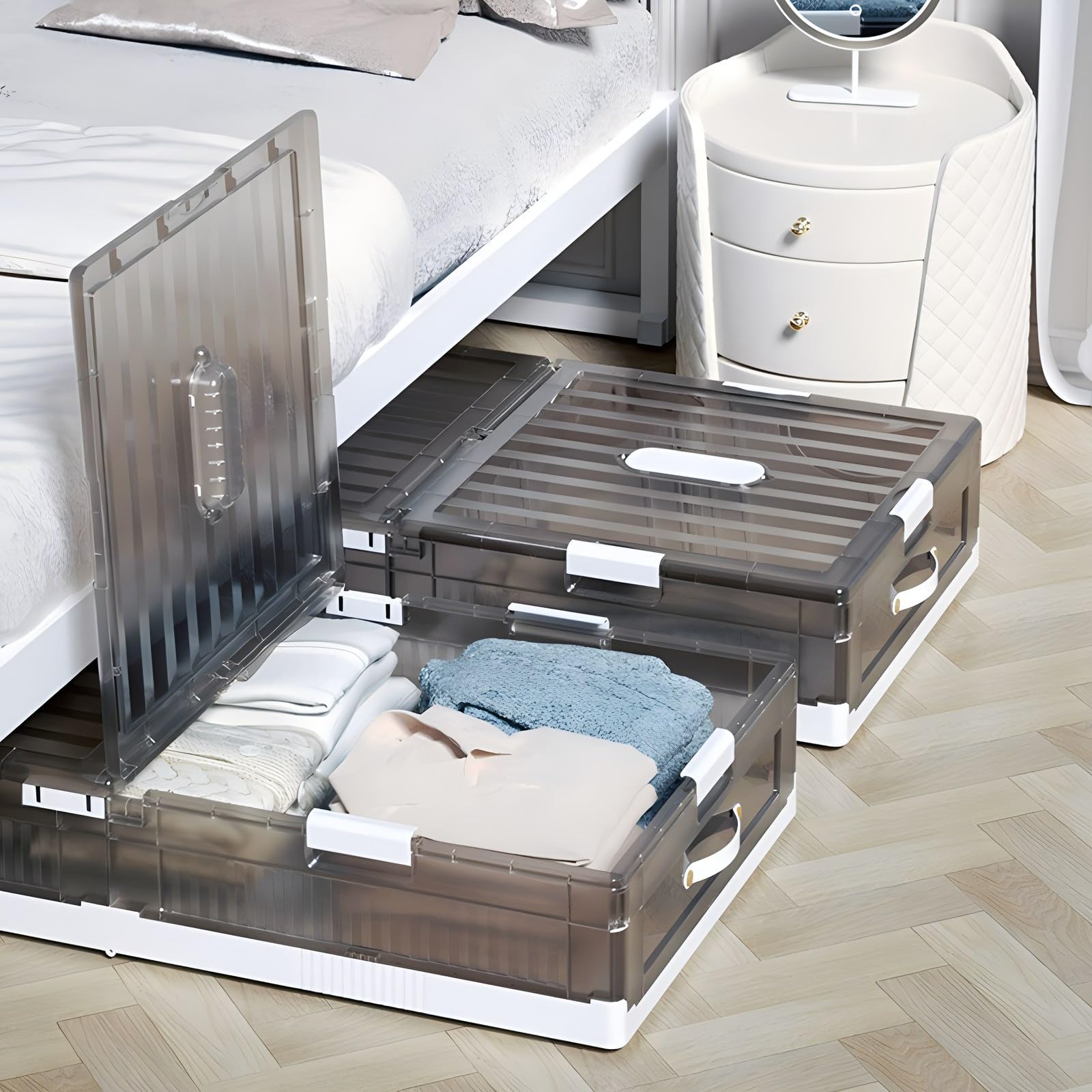 Amazon.com: Under Bed Storage with Wheels - 4 Pack, Large 20 Gallon ...