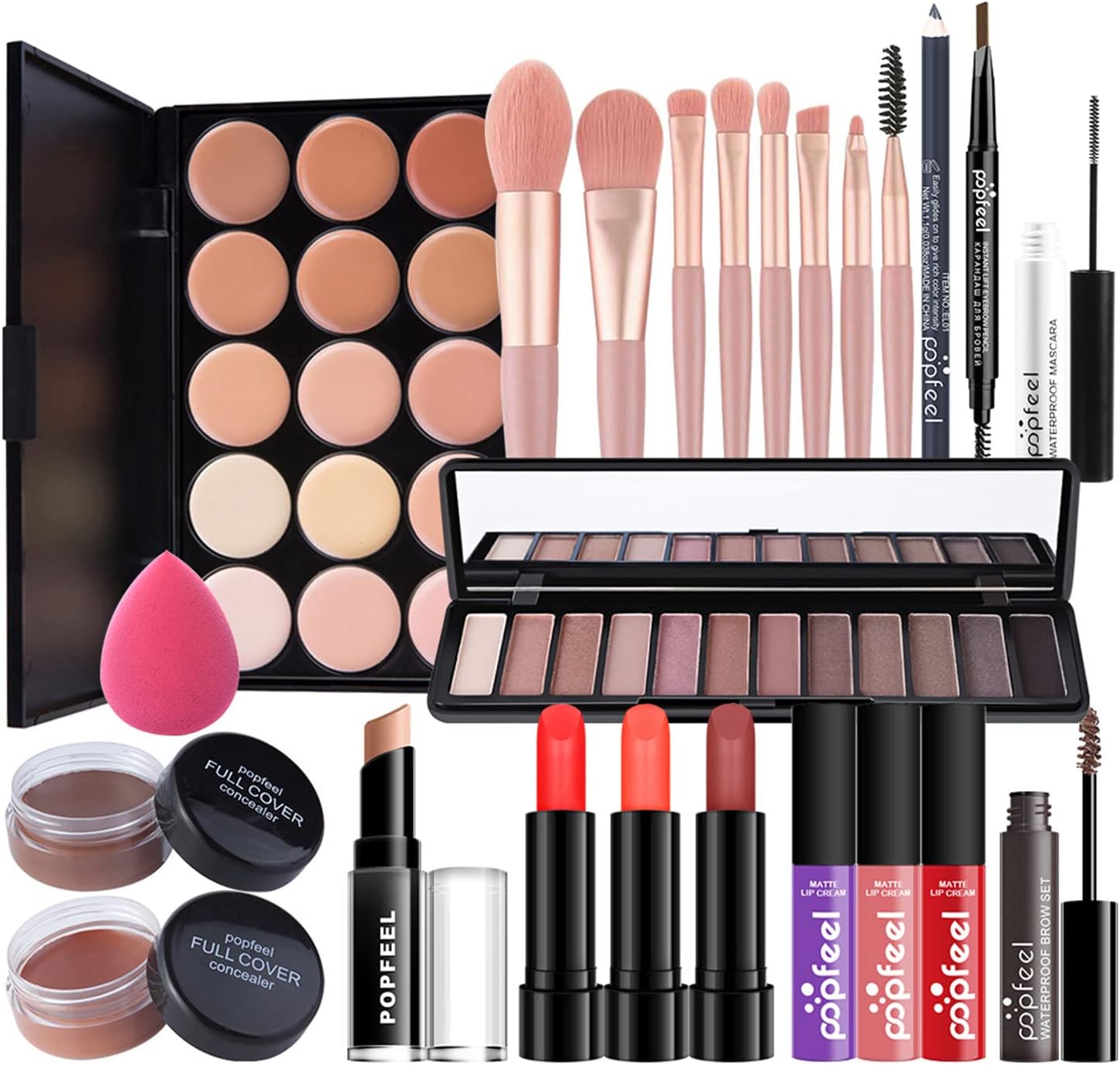 Kits de maquiagem para rosto inteiro | Conjunto de Corretivo Natural | Essenciais de maquiagem ...
