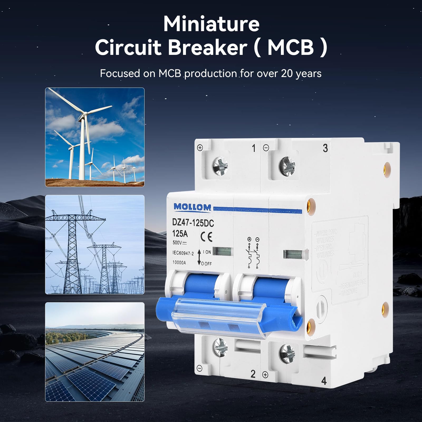 Snapklik.com : AC 2 Pole Miniature Circuit Breaker, 110V-240V 125Amps ...