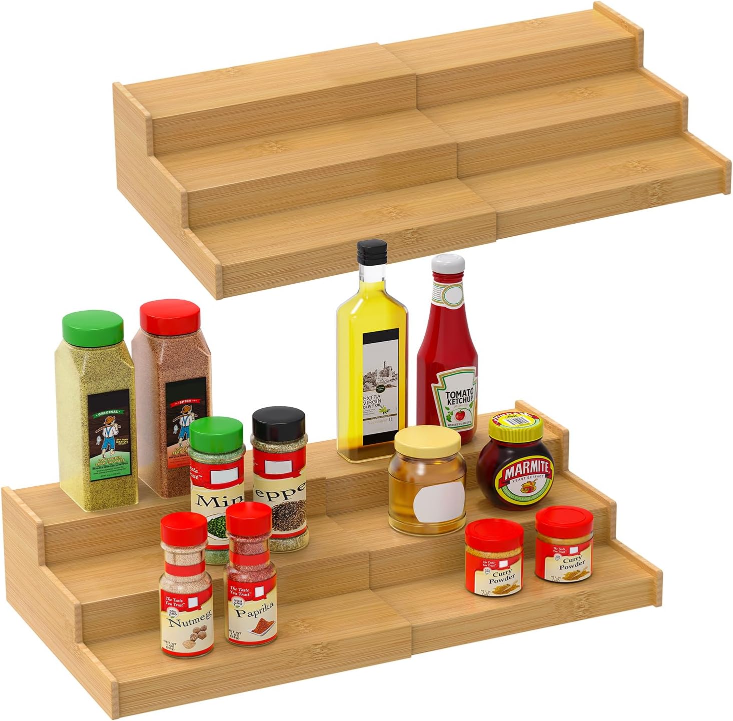 Amazon.com: RoyalHouse Bamboo Expandable Spice Rack Organizer, 3-Tier ...
