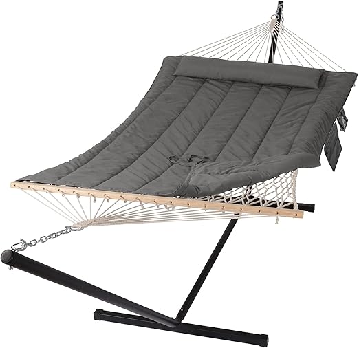 Amazon.com : SUNCREAT Double Outdoor Hammock with Stand, Two Person ...