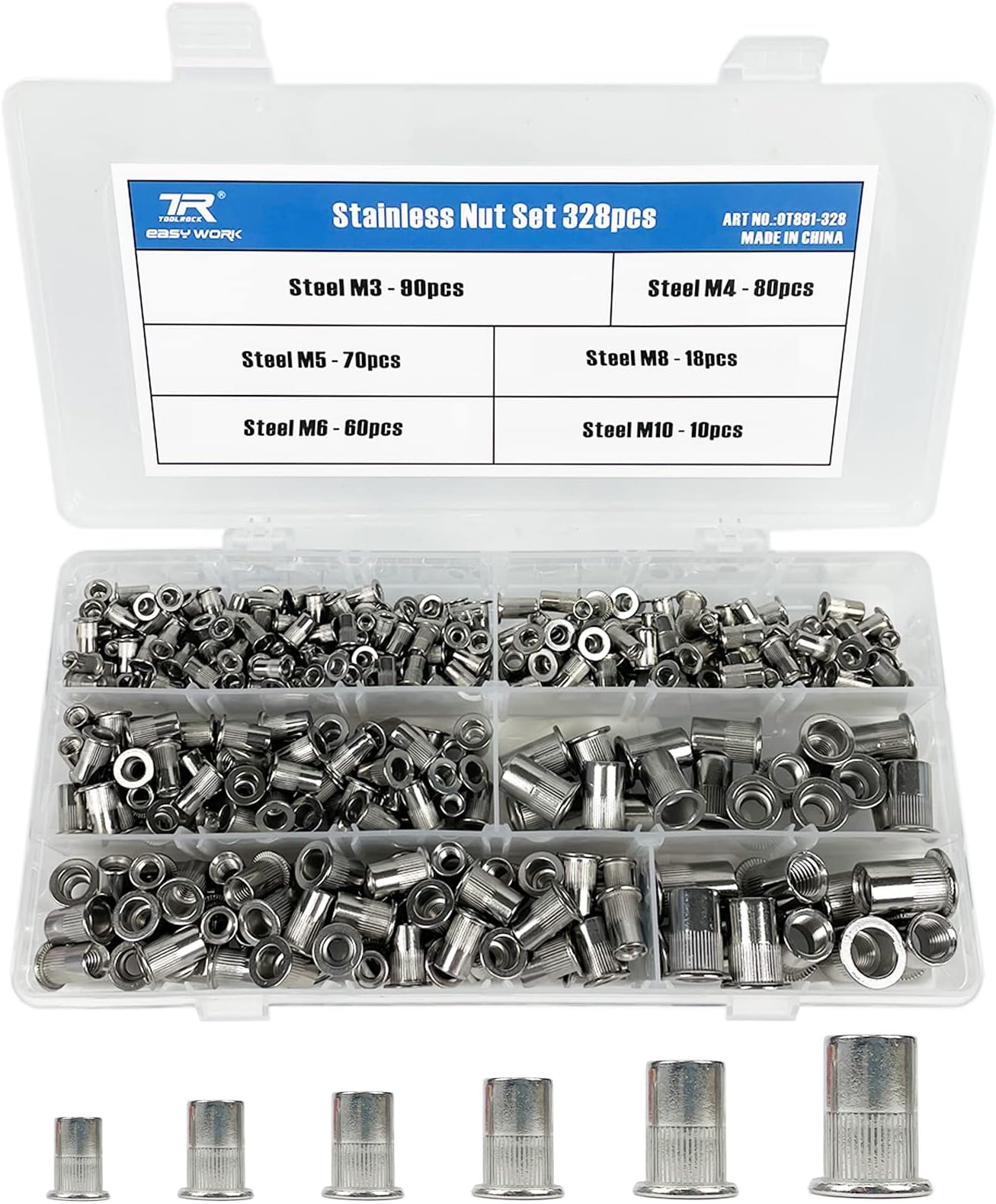 Amazon.com: uxcell® 100 Pcs 14mm Long Flat Head Rivet Nut Insert ...