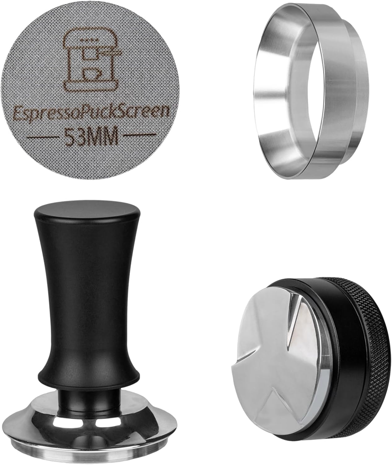 53mm Espresso Tamper Set - Spring-loaded Coffee Tamper, Adjustable ...