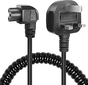 GELRHONR Coiled C5 Cloverleaf Mickey Mouse Power Cord, 90 Degree 3 Pin ...