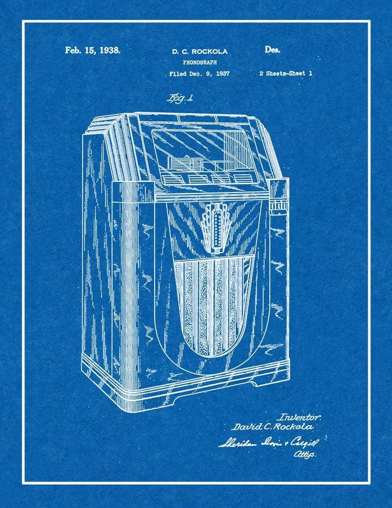 Amazon.com: Phonograph Patent Print Blueprint with Border (20" x 24 ...
