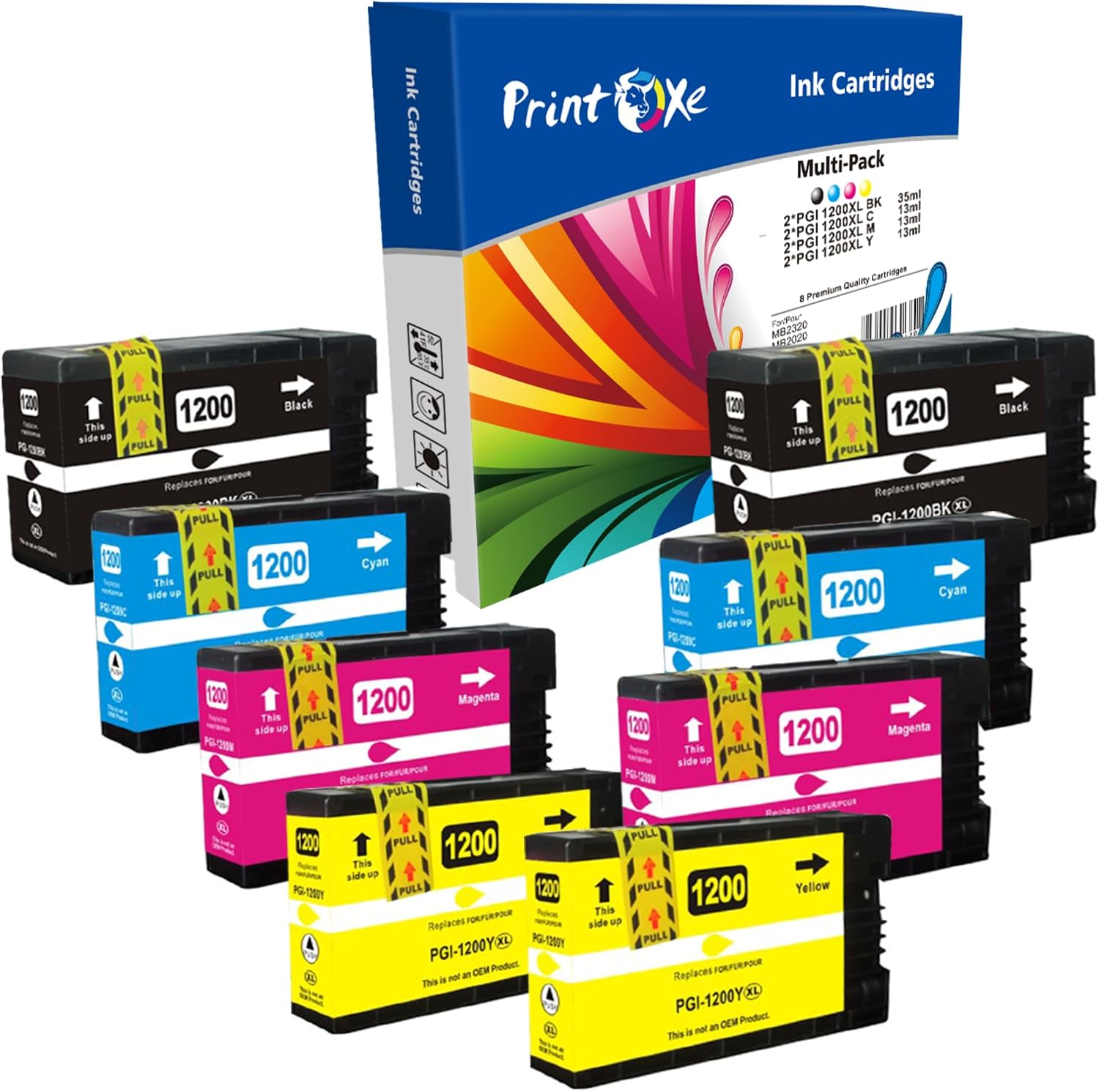 PGI-1200 XL Compatible 2 Sets (Pigment Ink) 8 Ink Cartridge High Yield ...