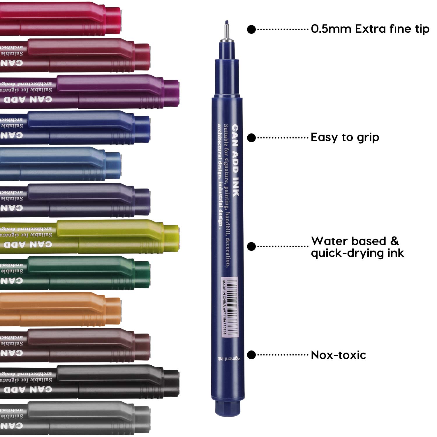 Emooqi Fineliner Pens, Fineliners Set Drawing Pen For Bullet Journaling ...