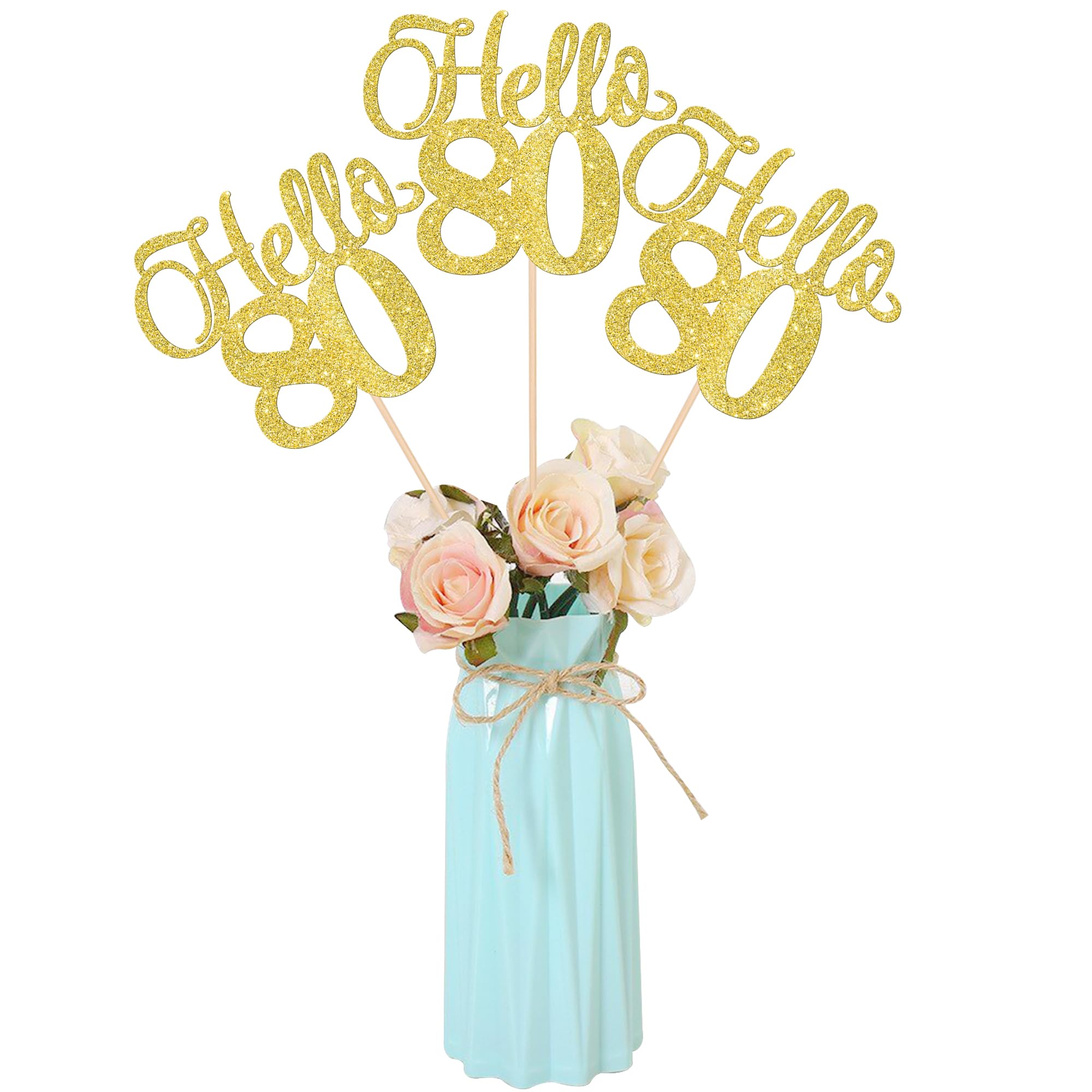 ZHUOWEISM 12 PCS Hello 80 Centerpiece Sticks Double Sided Glitter ...
