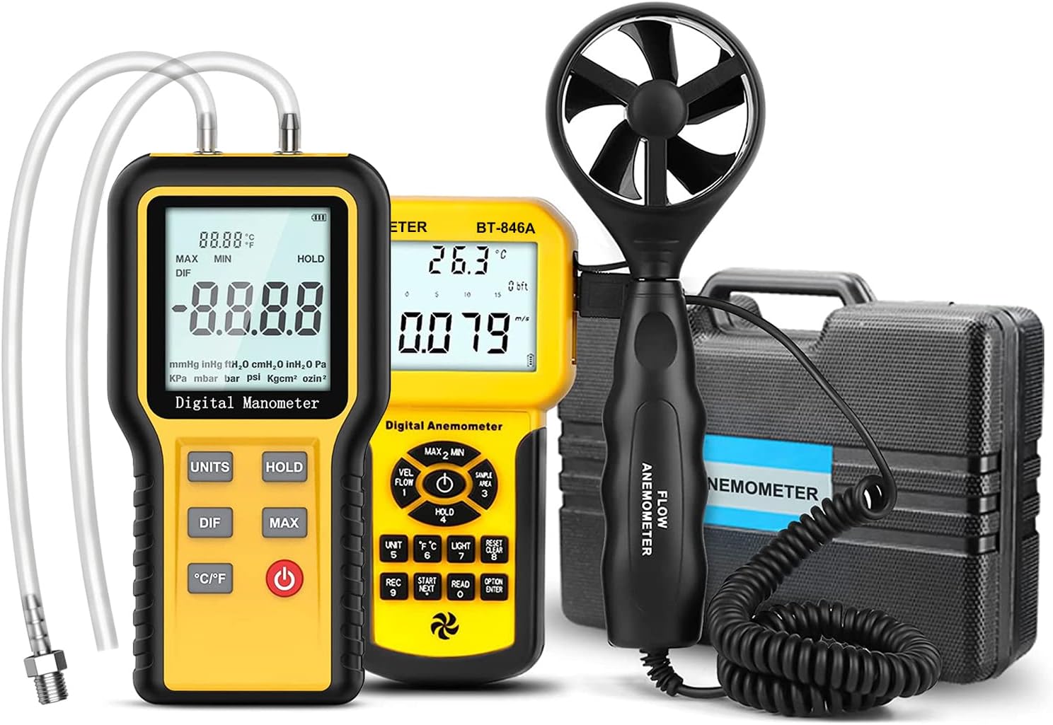 Amazon.com : BTMETER CFM Anemometer - BT-846A Wind Speed Air Flow Meter ...