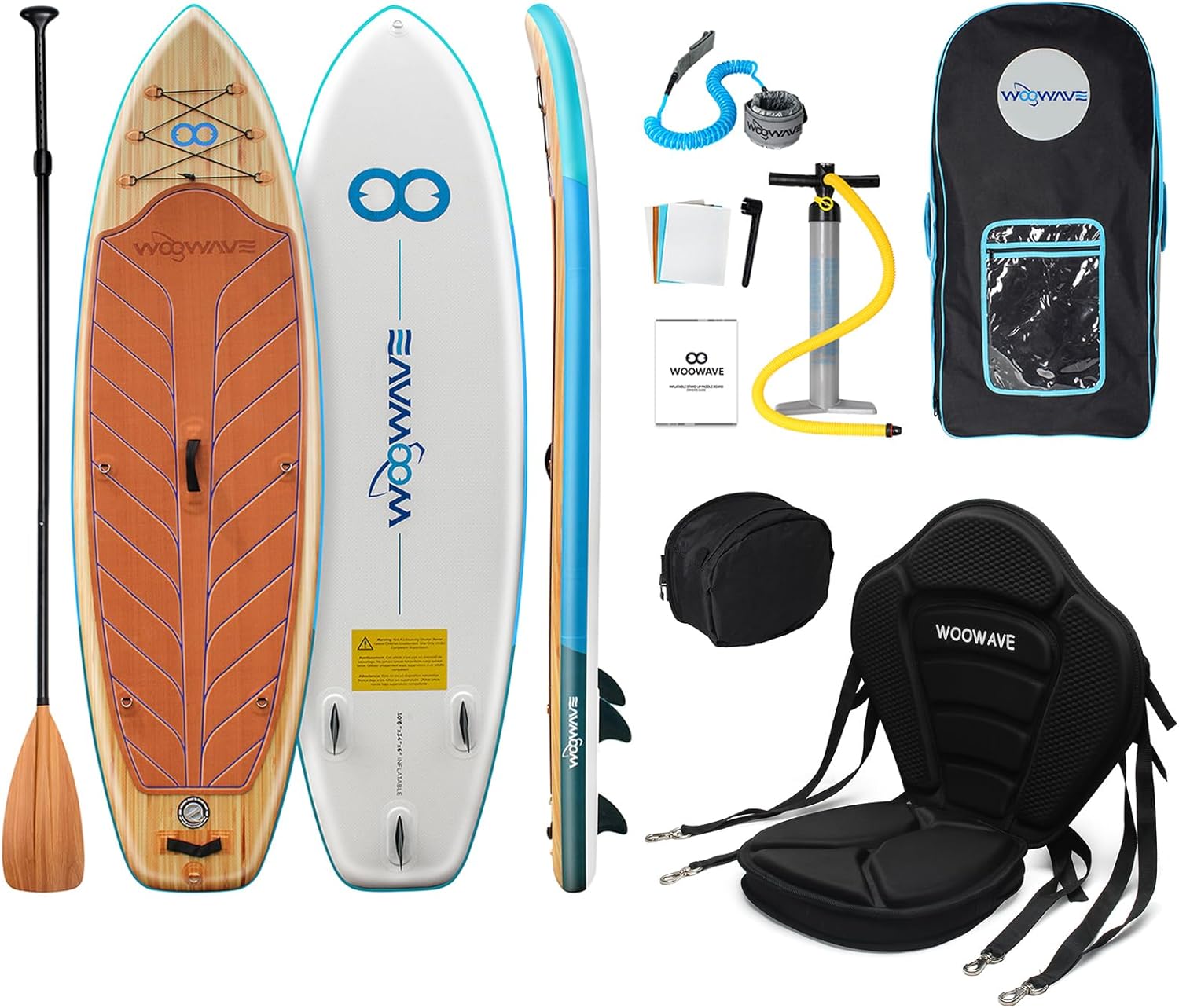 Amazon.com: WOOWAVE Inflatable Stand Up Paddle Board 10'2×34"×6" Stable ...