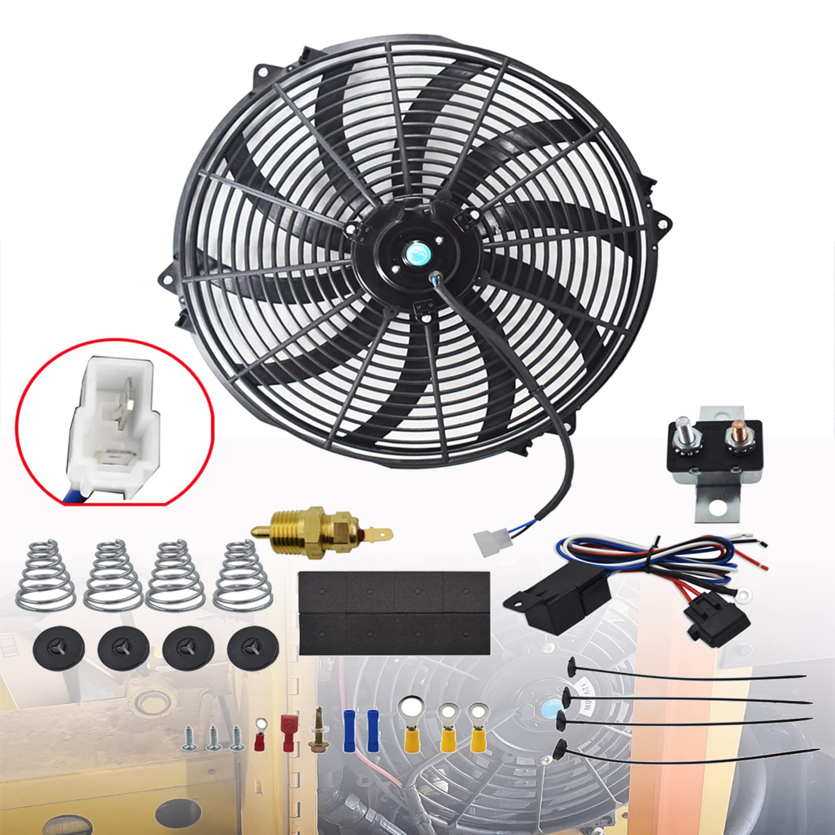 Amazon.com: SEBLAFF 16 in Electric Radiator Cooling Fan Assembly Kit 10 ...