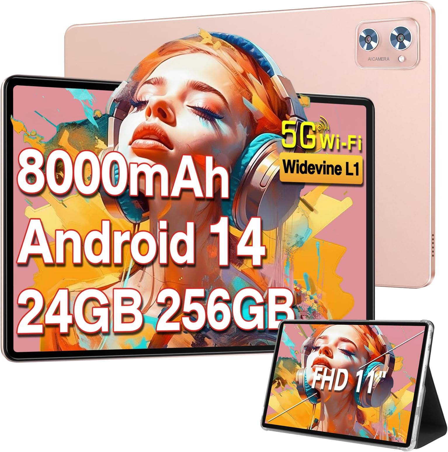 Amazon.com : SUAAT Tablet 11 inch Android 14 Tablets, 24GB RAM 256GB ...