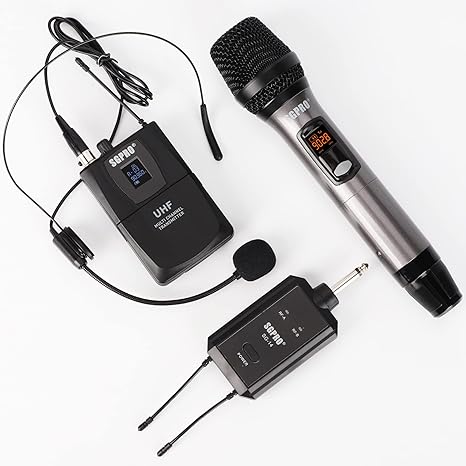 SGPRO Bodypack Headset and Handheld Wireless Microphone Set with Mini ...