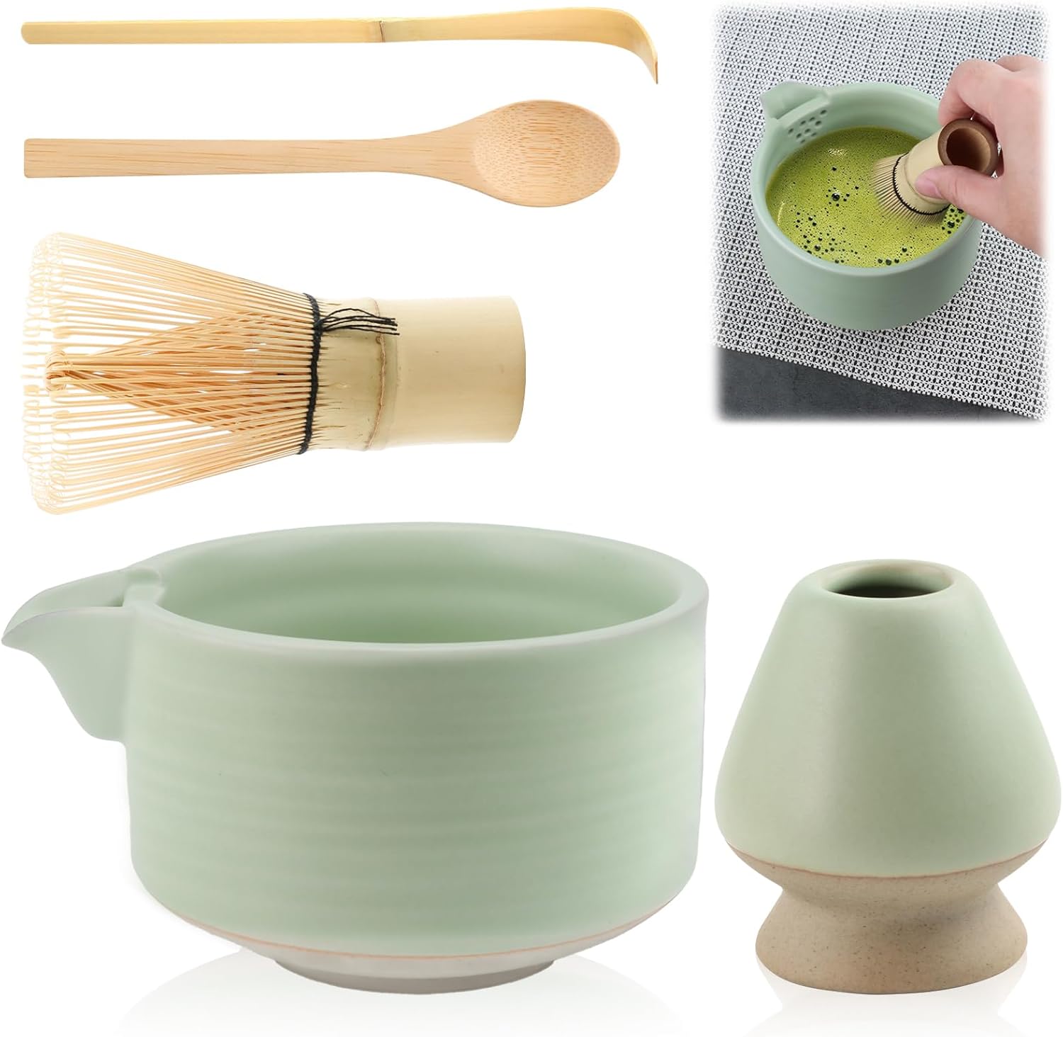 TAIHOBO Matcha Set, 5PCS Reusable Matcha Kit Includes Matcha Whisk and ...