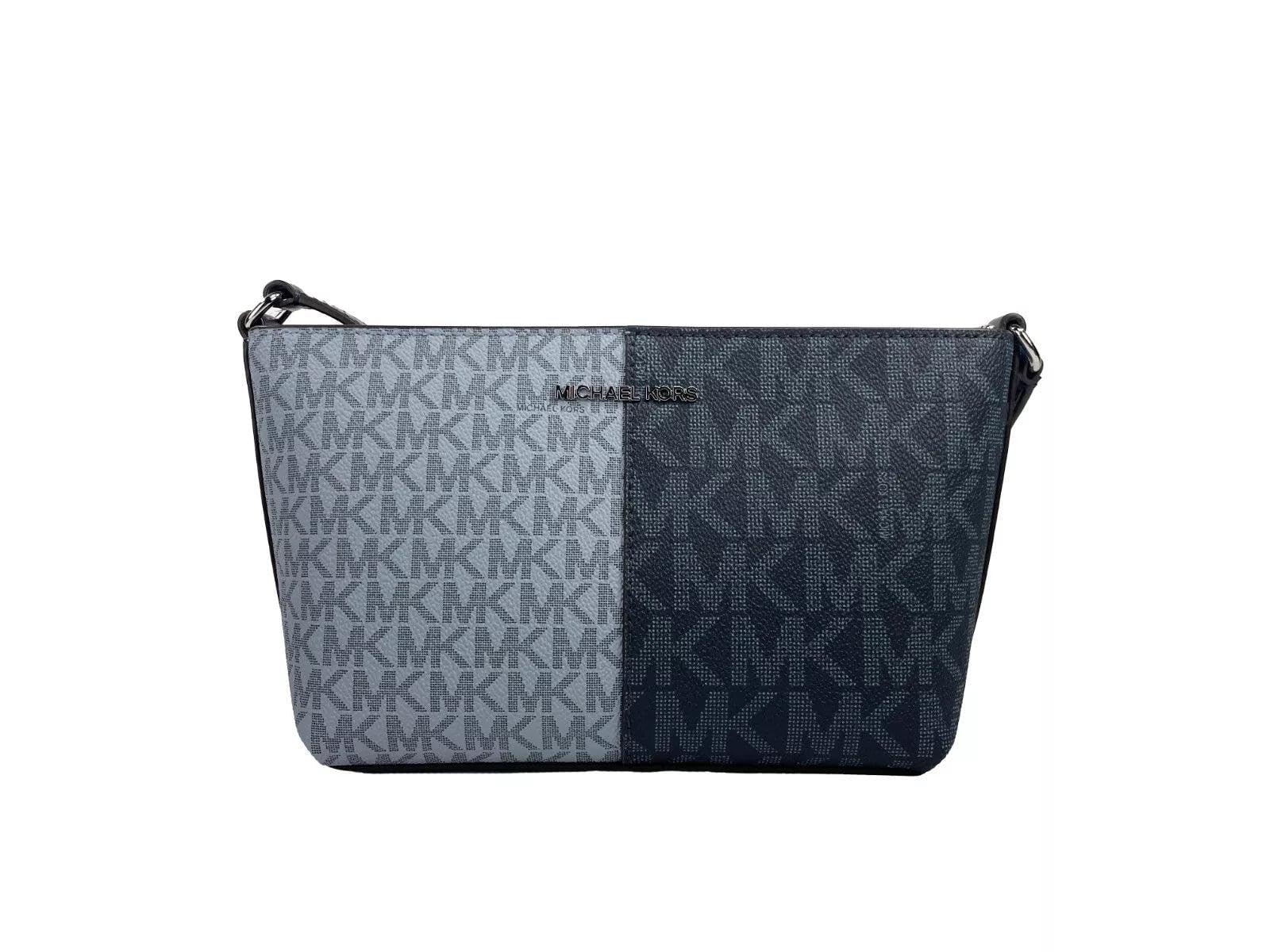 Michael Kors MK Signature Small Shoulder Tote Purse Bag Handbag Navy ...