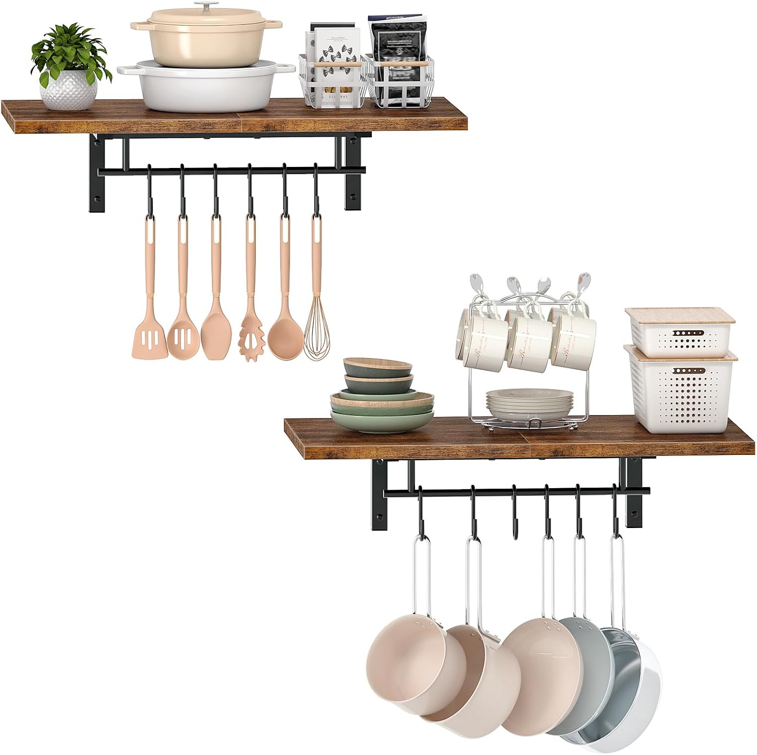 Amazon.com: CHOEZON Wall-Mounted Pot Racks, Set of 2 Hanging Pot Rack ...