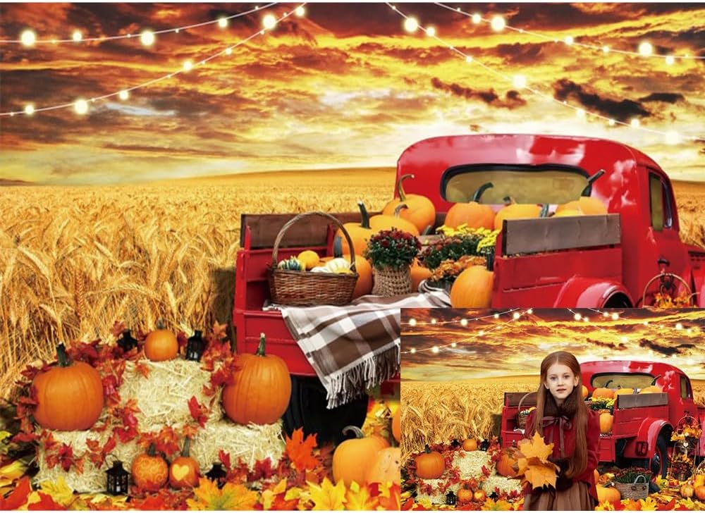 Amazon.com : Fall Thanksgiving Backdrops for Photography Pumpkin Red ...