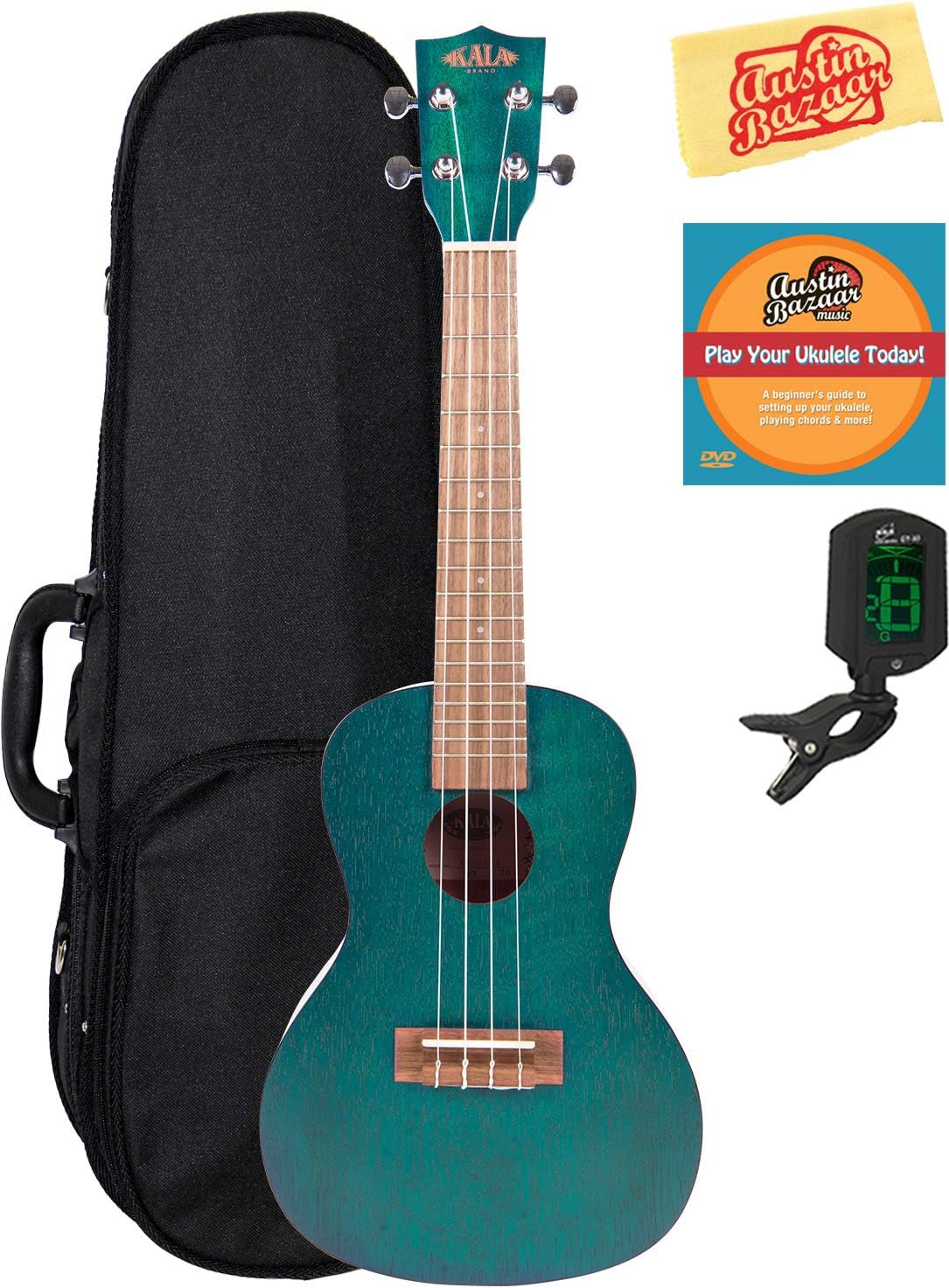 Amazon.com: Luna Uke Artist Vintage Distressed Concert Ukulele Bundle ...