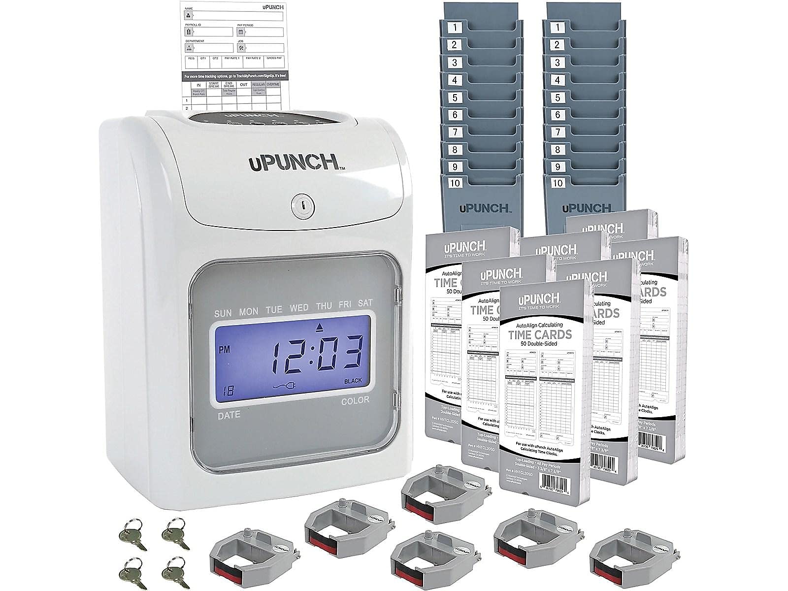 Snapklik.com : uPunch Ub2000 Electronic Calculating Time Clock Bundle