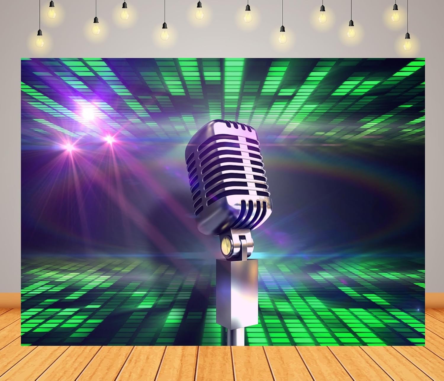 Amazon.com : BELECO 15x10ft Fabric Microphone Music Backdrop Disco ...