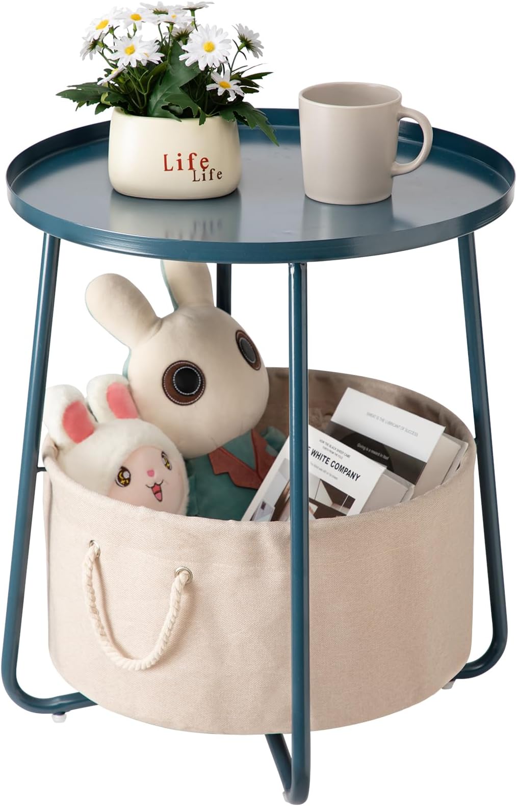 Amazon.com: VASAGLE Small Round Side End Table, Modern Nightstand with ...