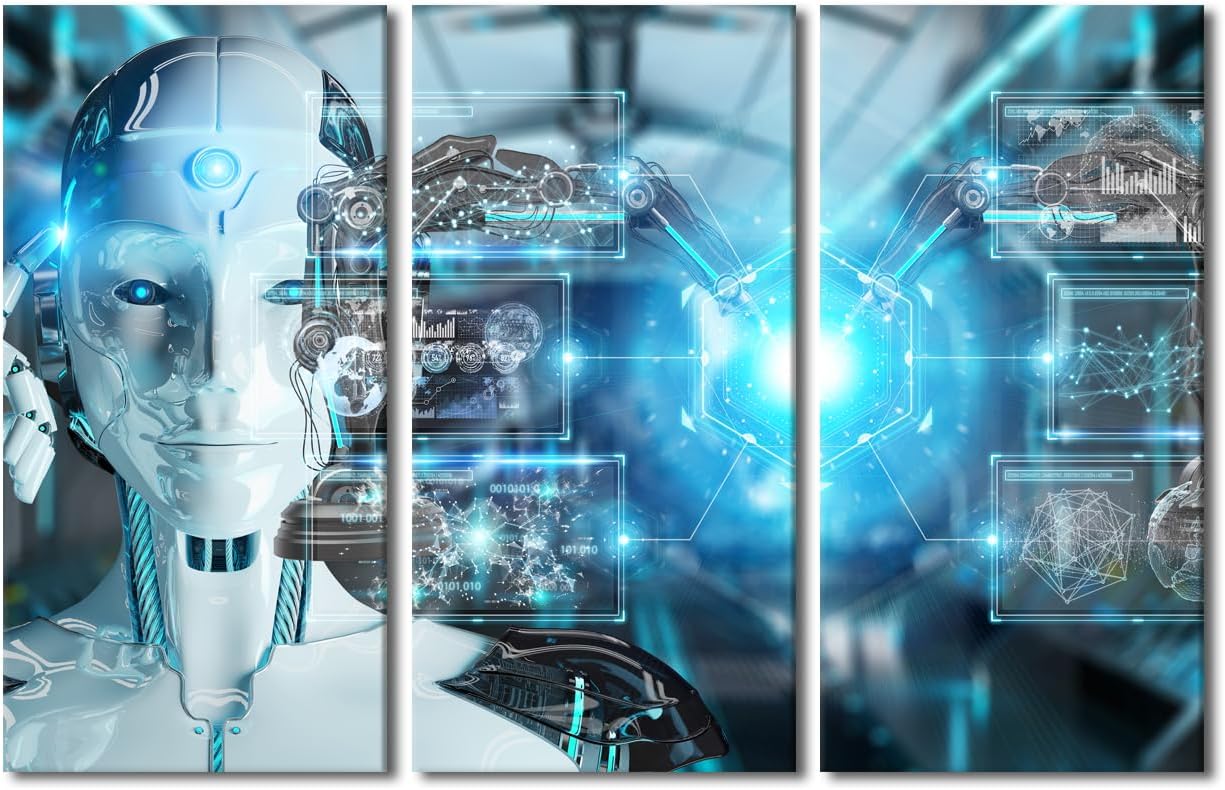 Amazon.com: Concept of Artificial Intelligence Framed 3 Pieces Wall Art ...