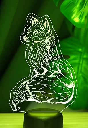 MYCWYFWR 3D Fox Night Light Optical Illusion Led Lamp with 7 Colors ...