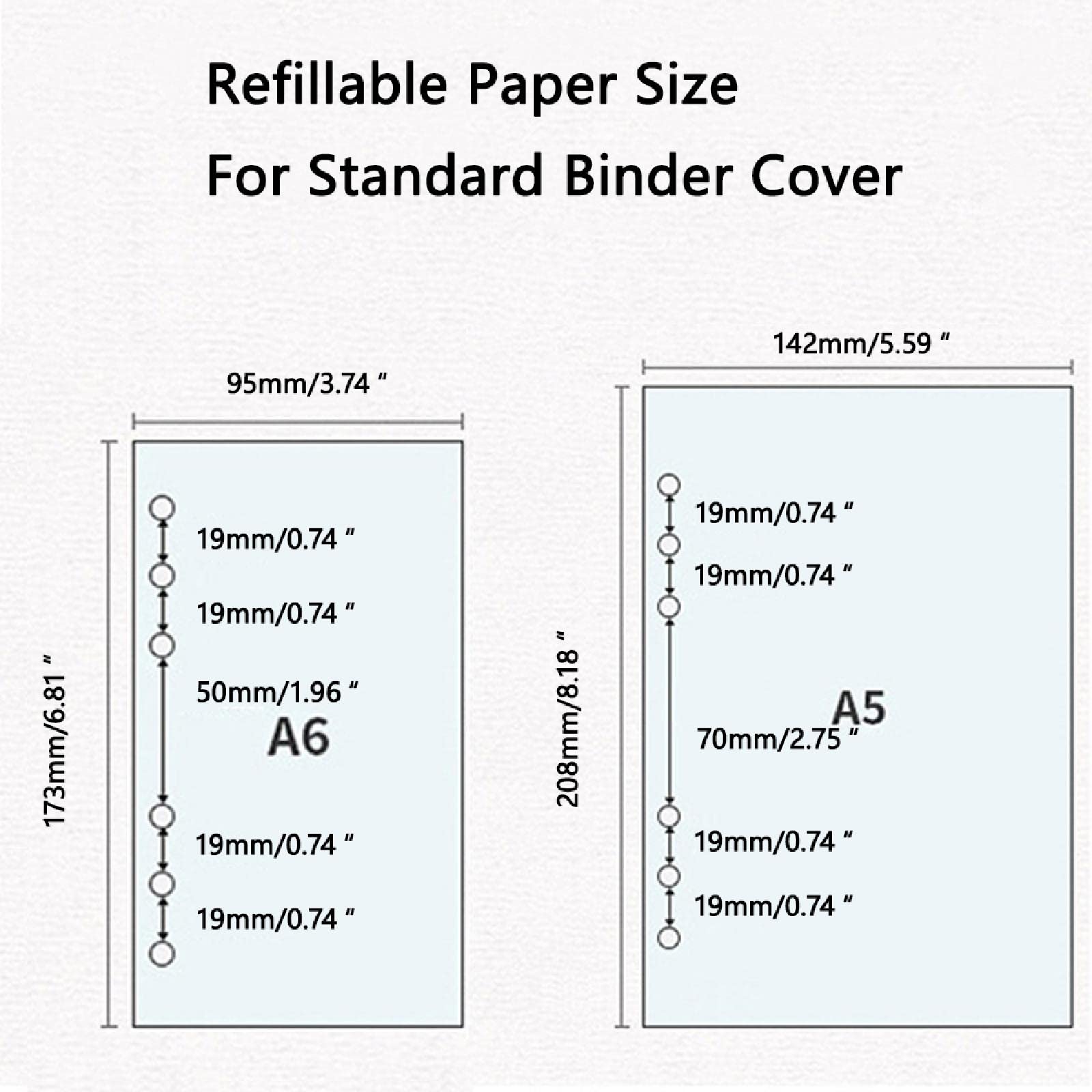 A5 Binder Cover, Clear Soft PVC 6 Hole Ring Binder Refillable Paper ...
