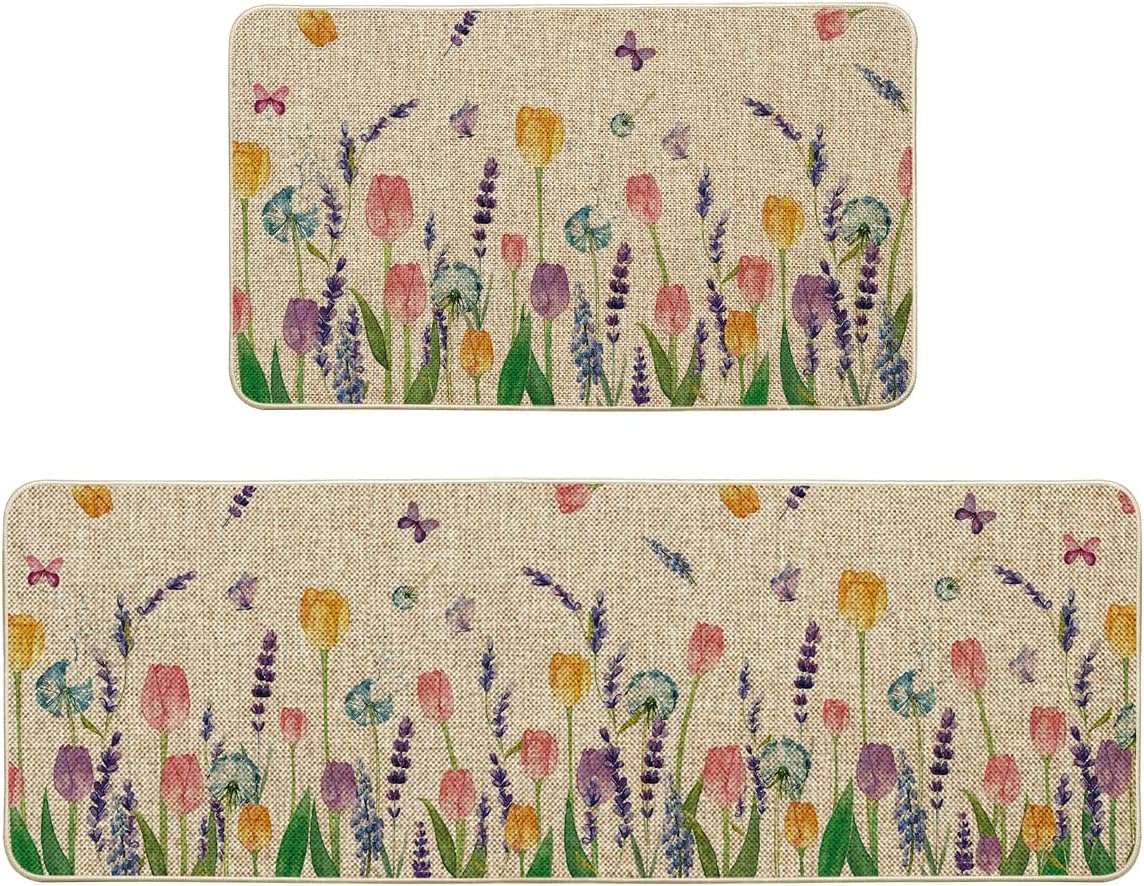 Amazon.com: Xsinufn Spring Farmhouse Kitchen Rugs and Mats Set of 2 ...