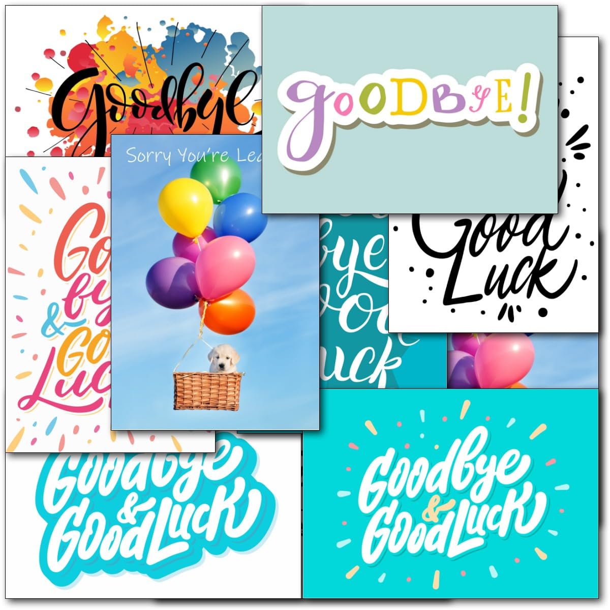 doodlecards Pack 10x Mixed Leaving Cards. Multipack Goodbye Good Luck ...