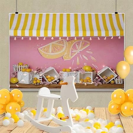 Amazon.com : MEHOFOND Lemon Yellow Photo Backdrop Cool Summer Girl ...