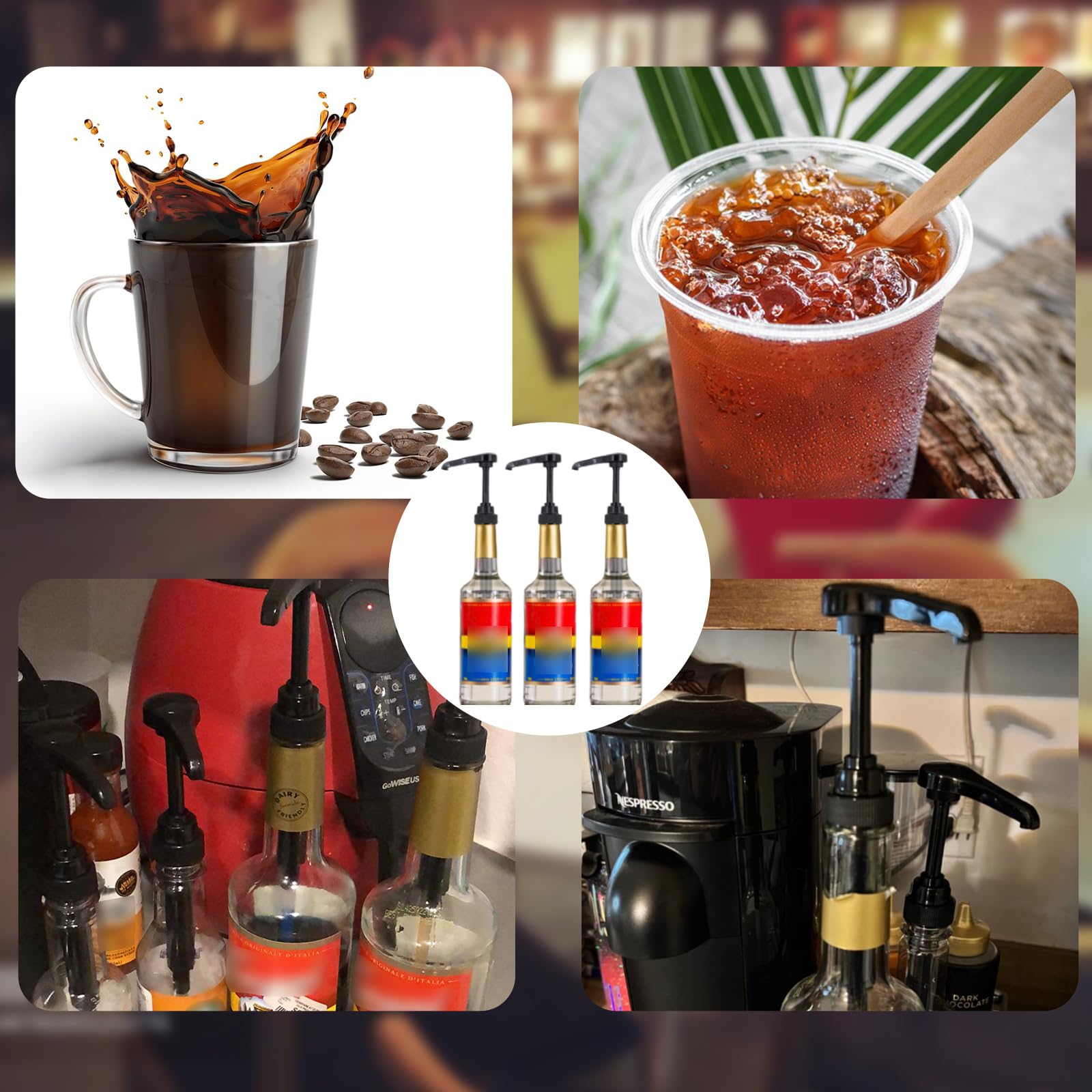 Snapklik.com : 3 Pack Coffee Syrup Pump Dispenser Skinny Syrup Pump For ...
