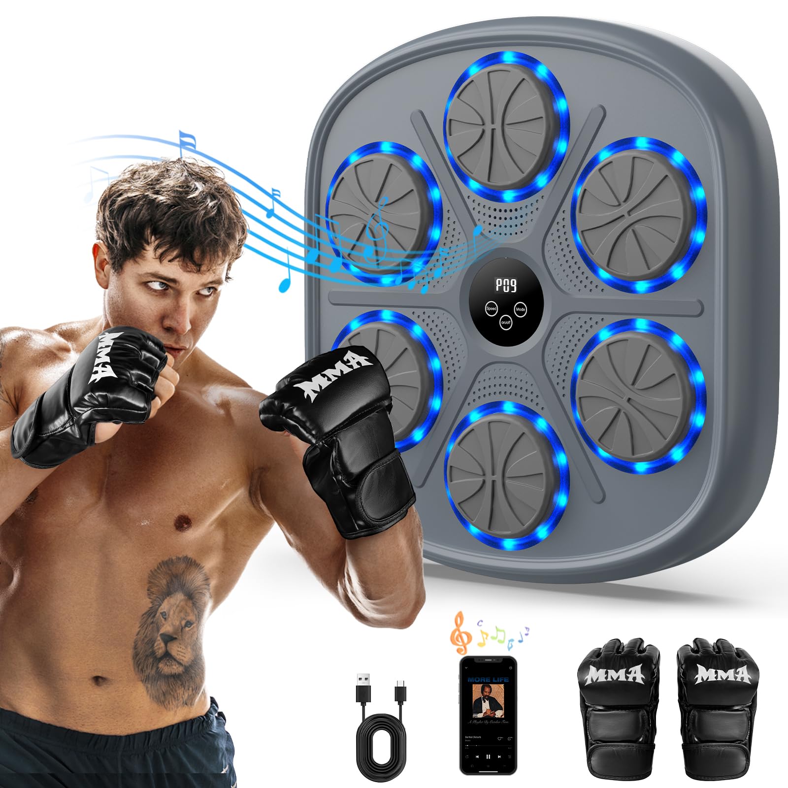 Boxing Mitts Music Boxing Machine With Boxing Gloves, Bluetooth Wall ...