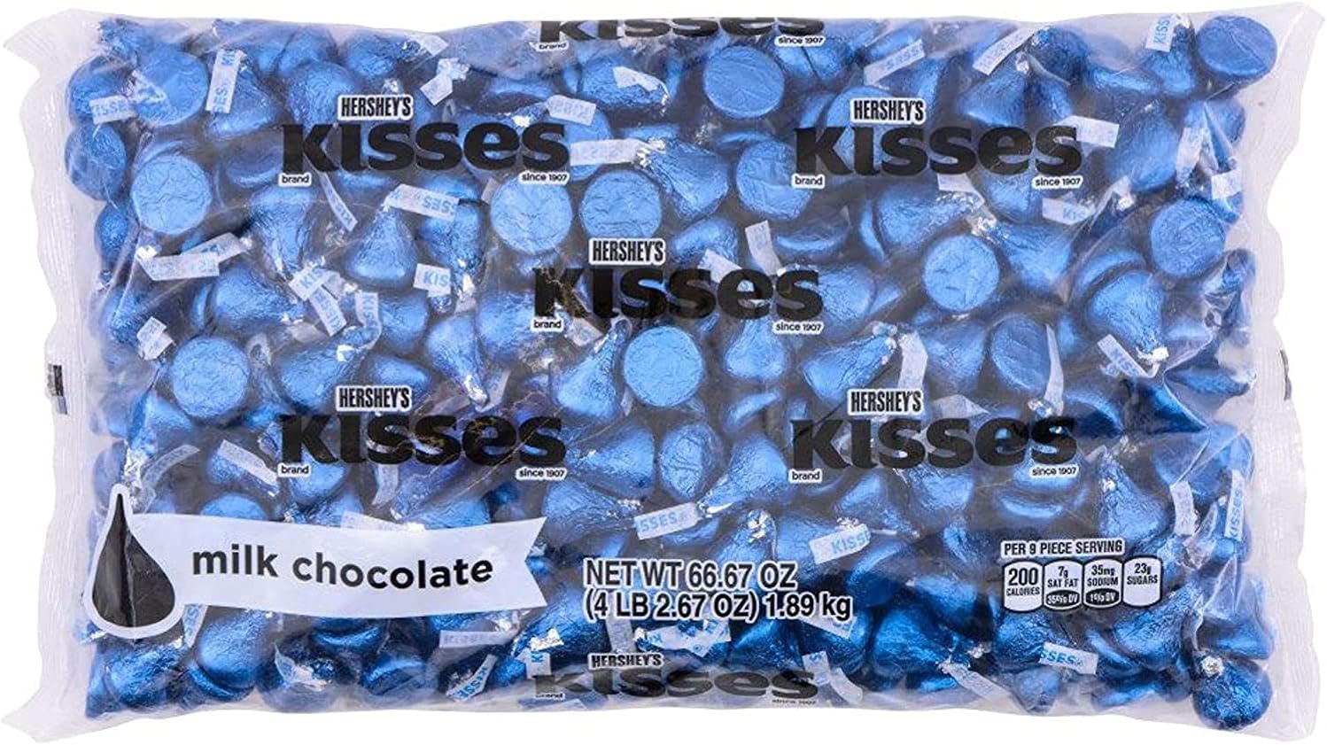Amazon.com: HERSHEY'S KISSES Dark Blue Foils Milk Chocolate Candy, Bulk ...