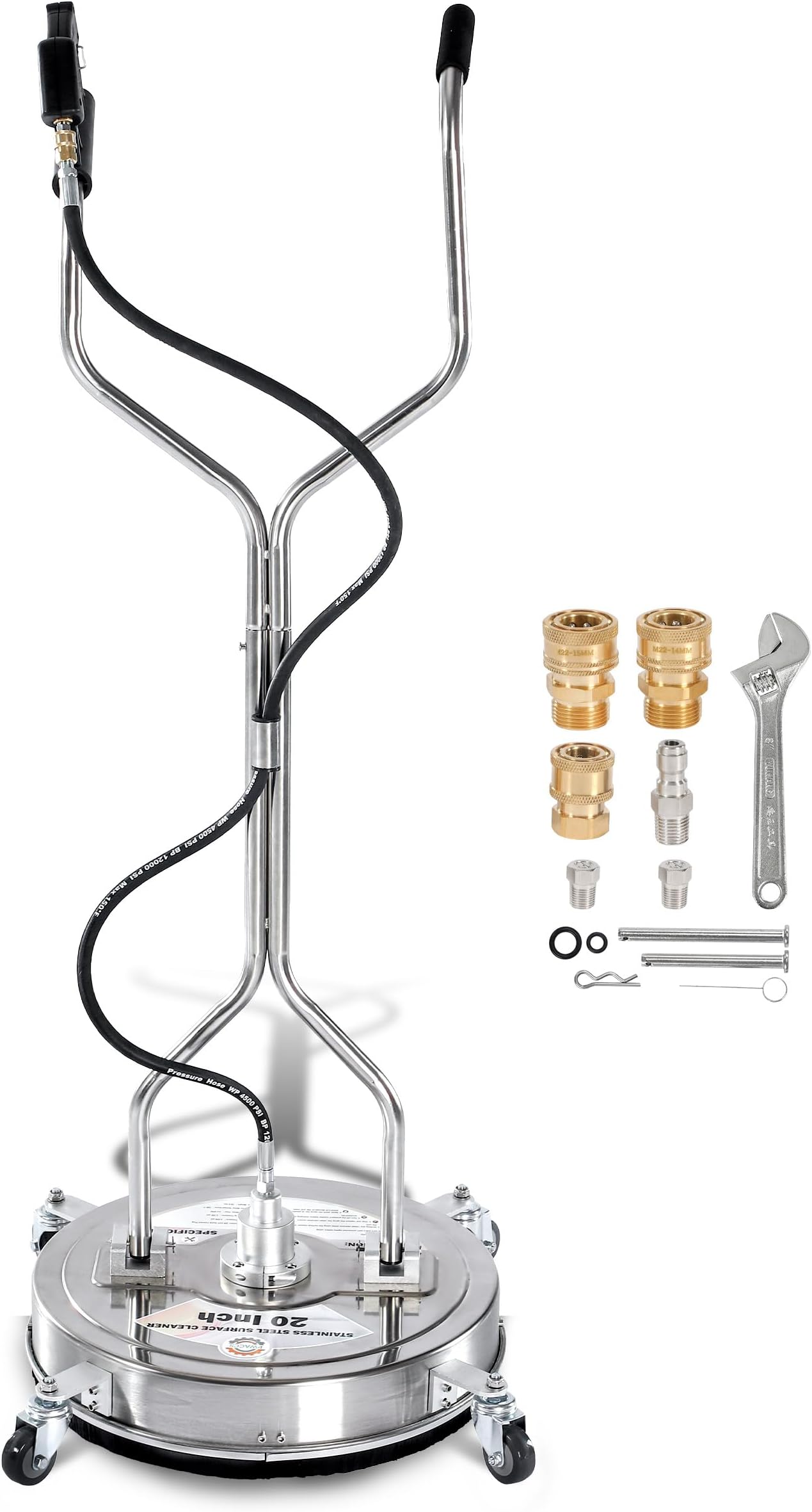 Amazon.com: 20 Inch Pressure Washer Surface Cleaner with 4 Wheels,Dual ...