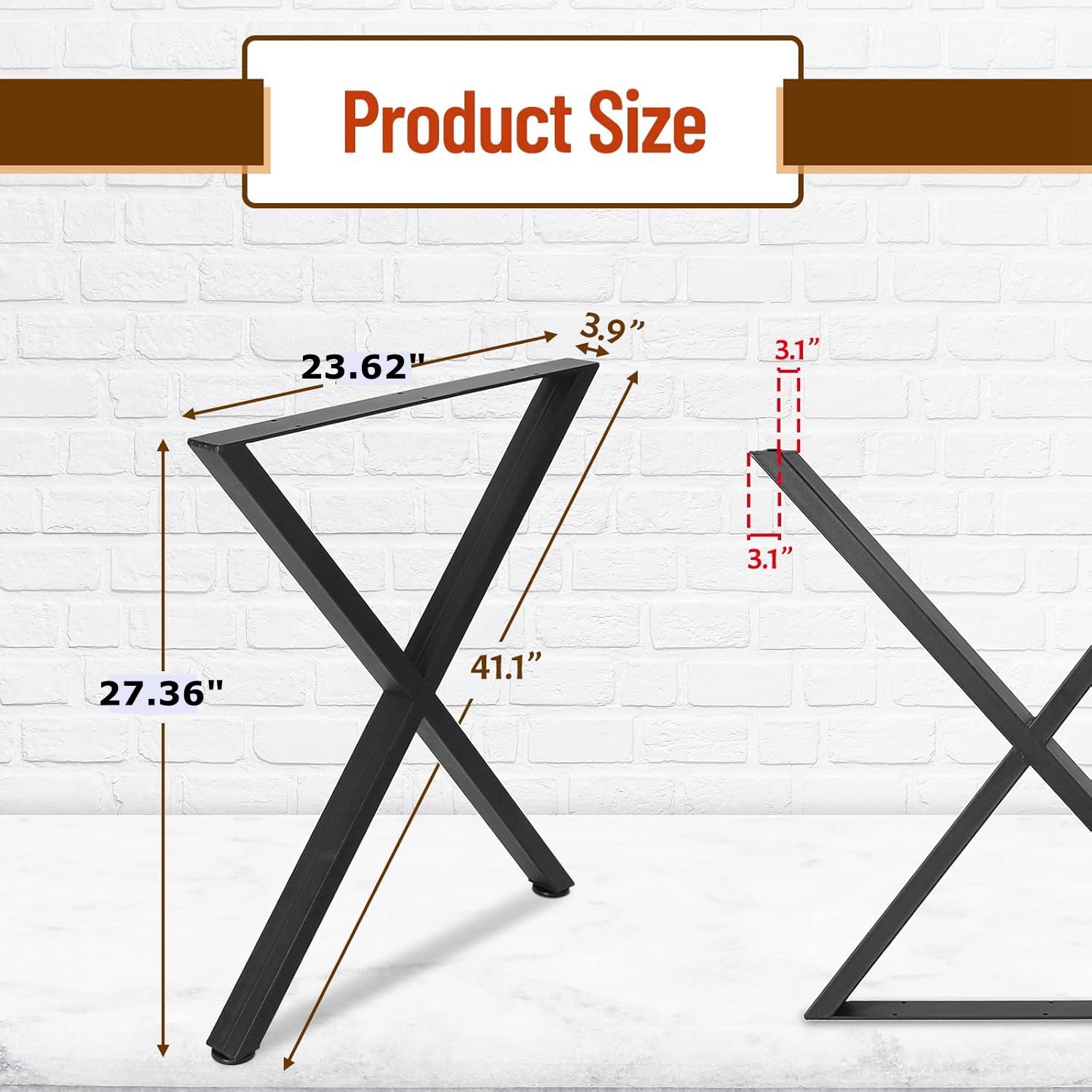 Snapklik.com : 2X Metal Table Legs 27 Inch Height X 23 Inch Wide,DIY ...