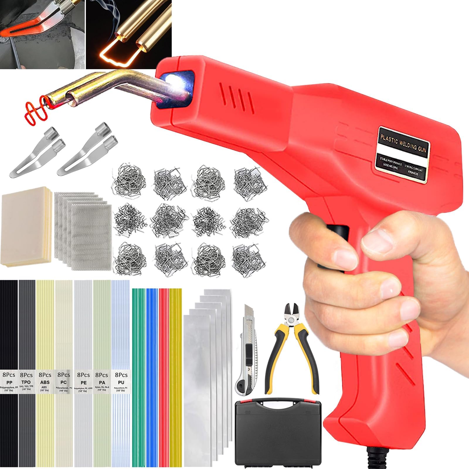 4pc Round Triangle Y Shape Nozzle for Welding Plastic Hot Air Gun Kit ...