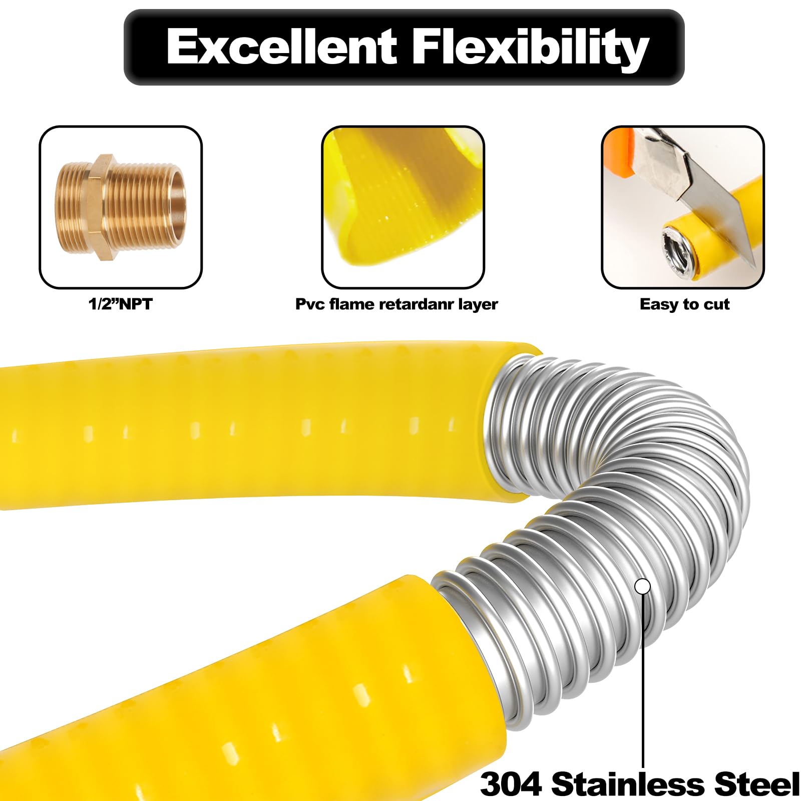 Snapklik.com : Dogetgd CSST 1/2" Gas Line 37ft Corrugated Stainless ...